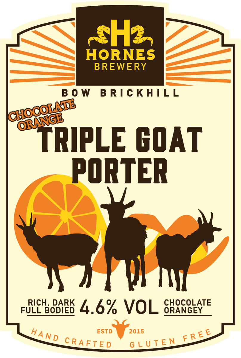 Triple Goat Chocolate Orange Porter 4.6% (Gluten Free) – Hornes Brewery